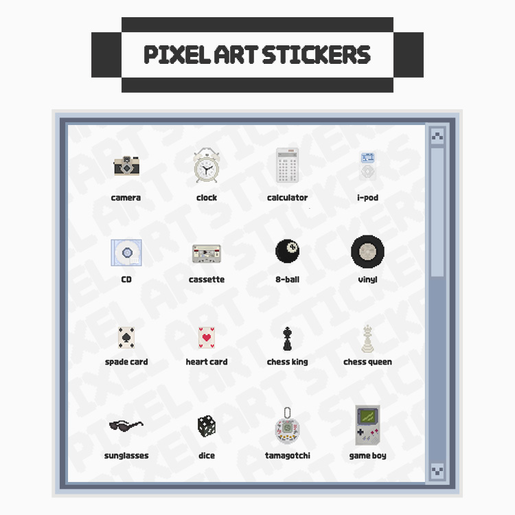 16 Basic Pixel Art Stickers_Part 1 | Webudding