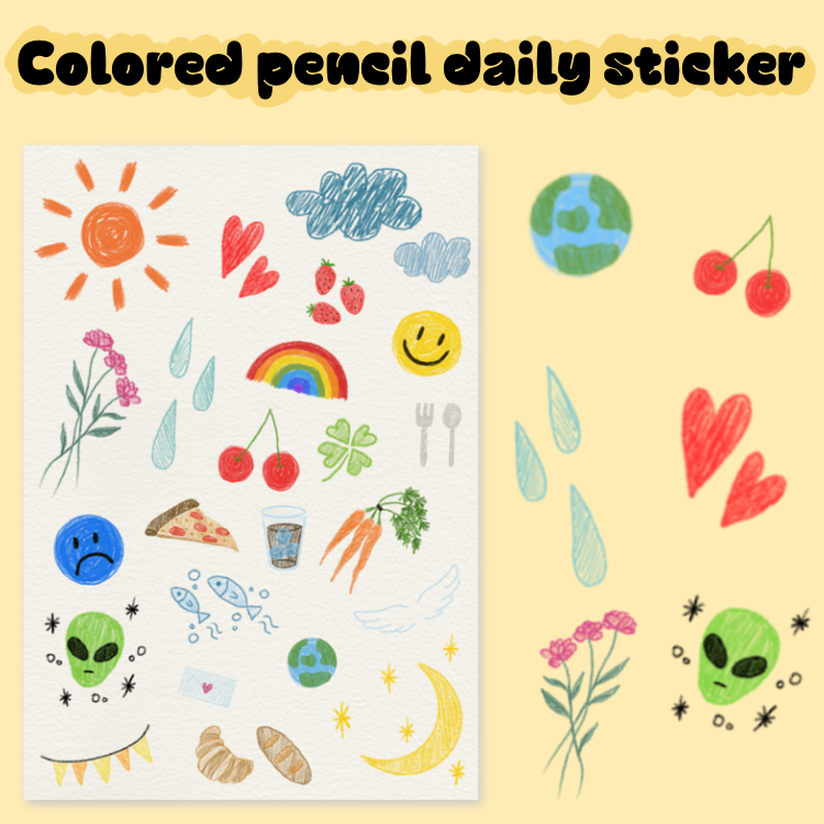 Colored pencil daily sticker | Webudding