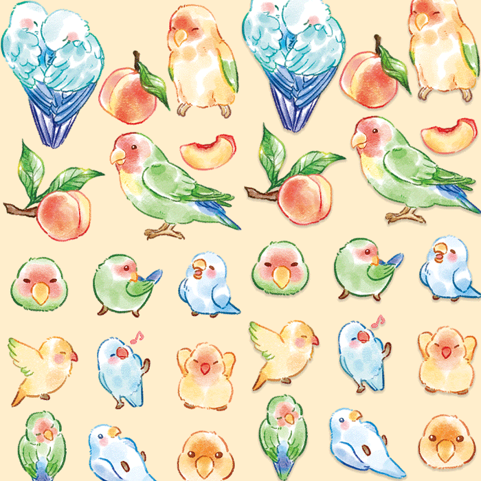 Peach♥Parrot sticker | Webudding