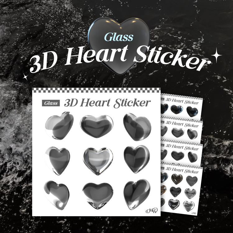 3D Heart Sticker (Glass) | Webudding
