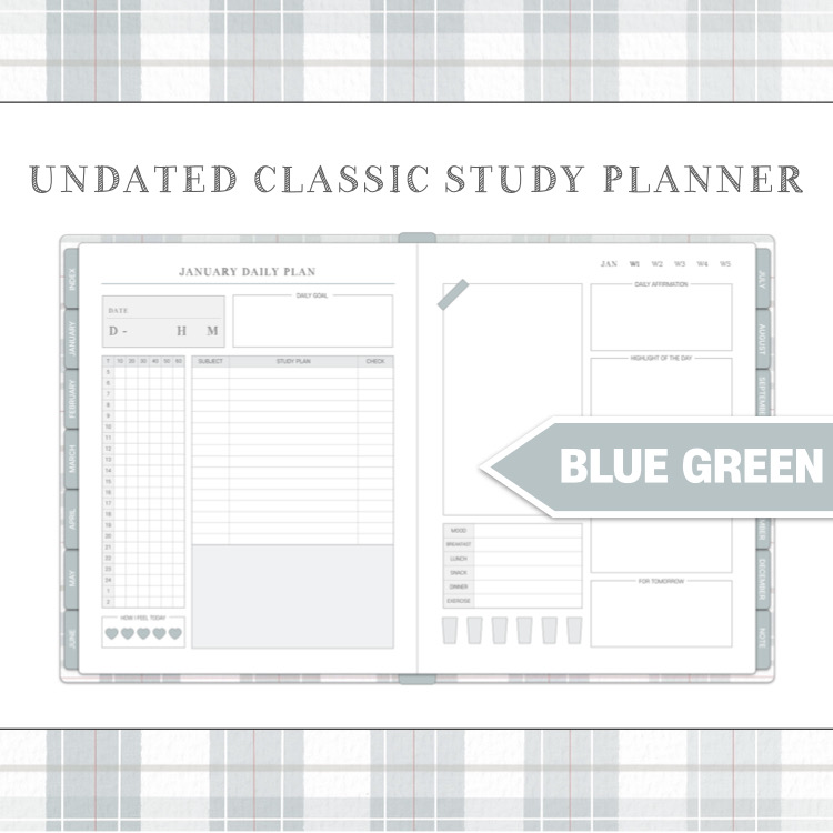 Undated Classic Study Planner [BLUE GREEN] | Webudding