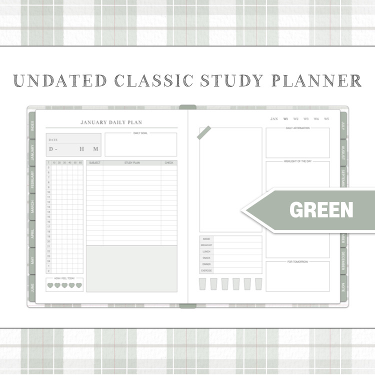 Undated Classic Study Planner [GREEN] | Webudding