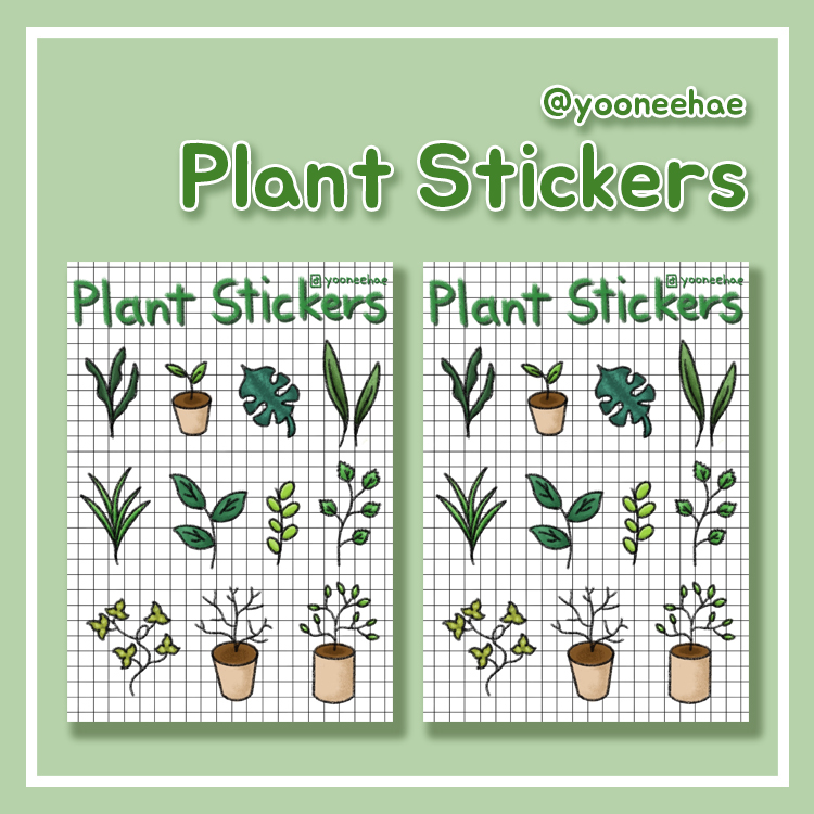 Color Pencil Plant Stickers | Webudding