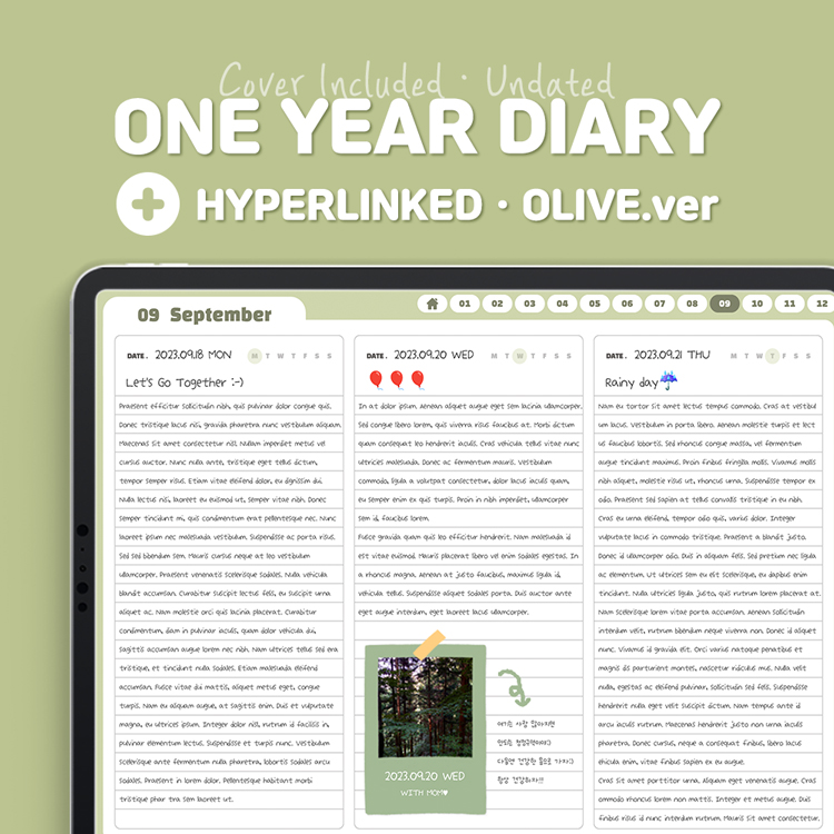 one year diary + undatedㆍhyperlinkedㆍcover included (olive.ver) | Webudding