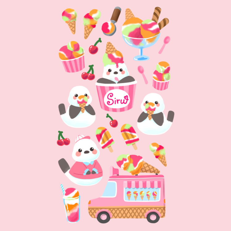 Rainbow Sorbet Icecream Stickers | Webudding