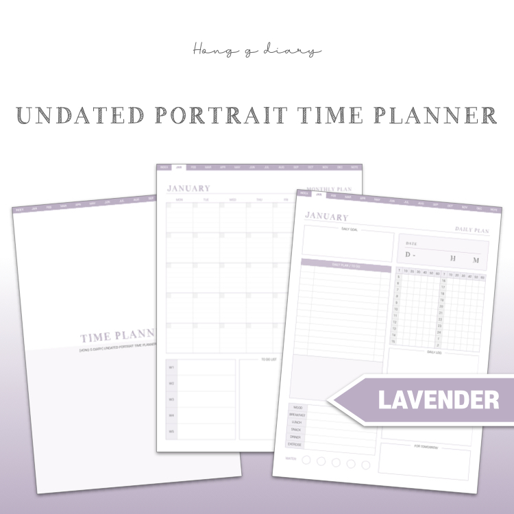 Undated Portrait Time Planner [LAVENDER] | Webudding