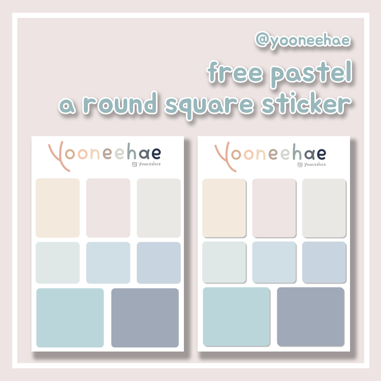 Free basic pastel round square sticker | Webudding