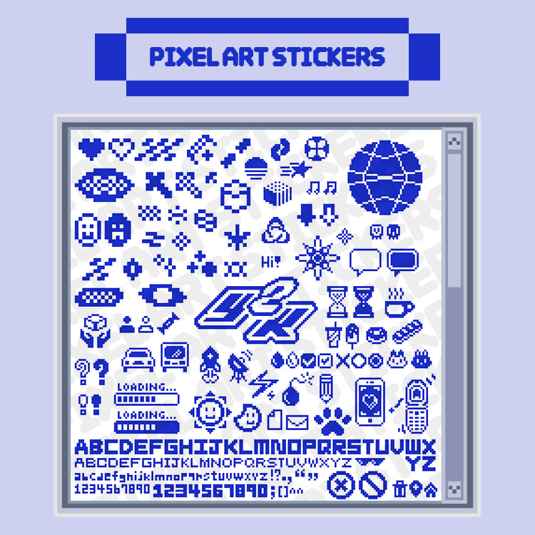 심플 픽셀 아트 스티커 _ver.blue | 위버딩