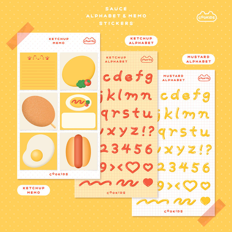 Sauce Alphabet & Memo Sticker Pack | Webudding