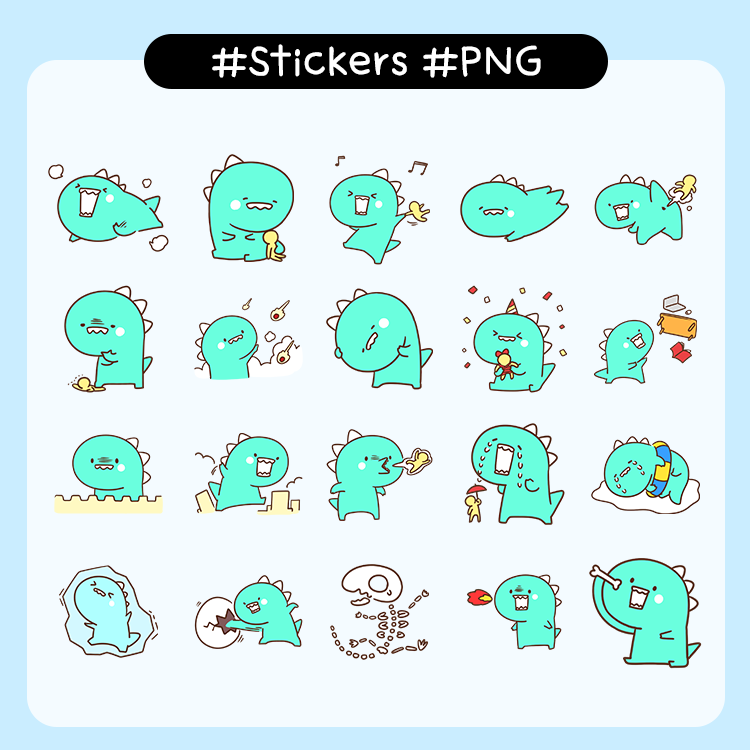 Baby Dinosaur Momong saurus 20 Stickers | Webudding