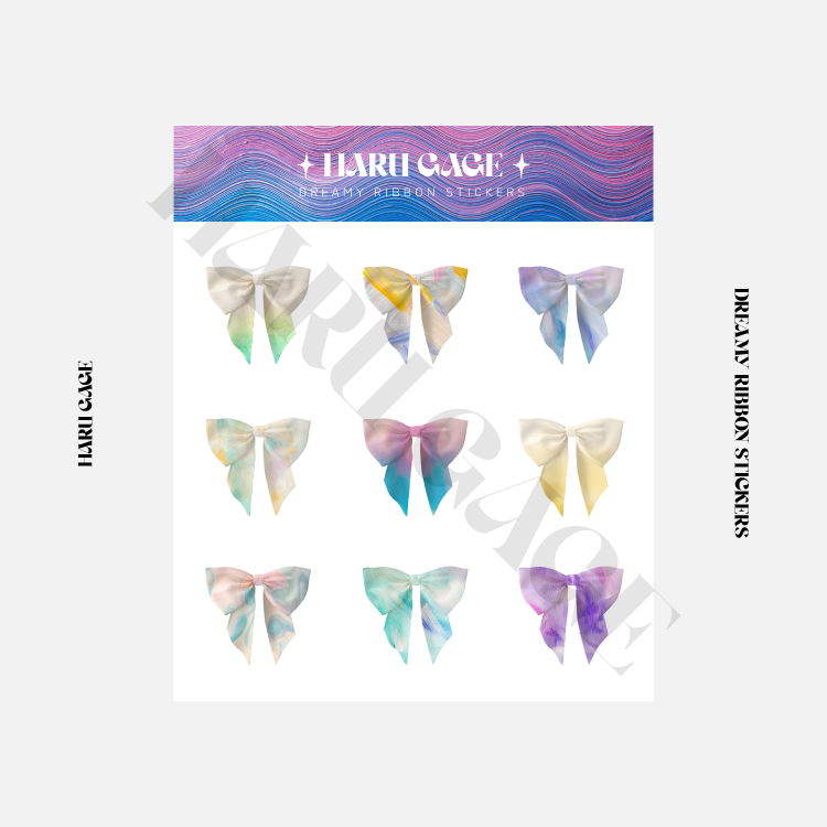 Harugage Dreamy ribbon stickers 9 types | Webudding