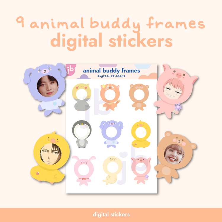9 Animal Buddy Frame Stickers | 위버딩