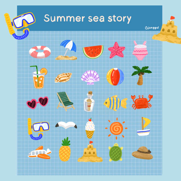 summer sea story sticker | Webudding
