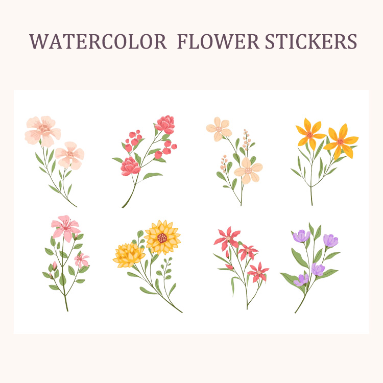 Watercolor flower stickers | Webudding