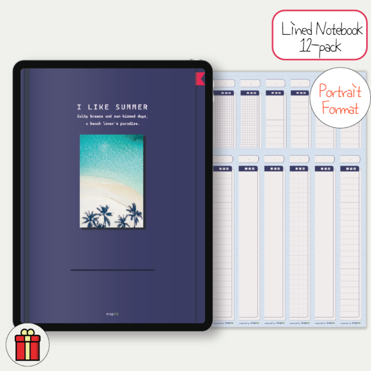 [Diary Forest] Seasides Summer Writing Lined Notebook 12-pack - iPad, Goodnote, PDF Sheets ...