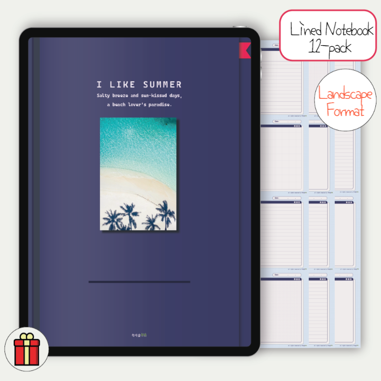 [Diary Forest] Seasides Summer Writing Lined Notebook 12-pack - iPad, Goodnote, PDF Sheets ...