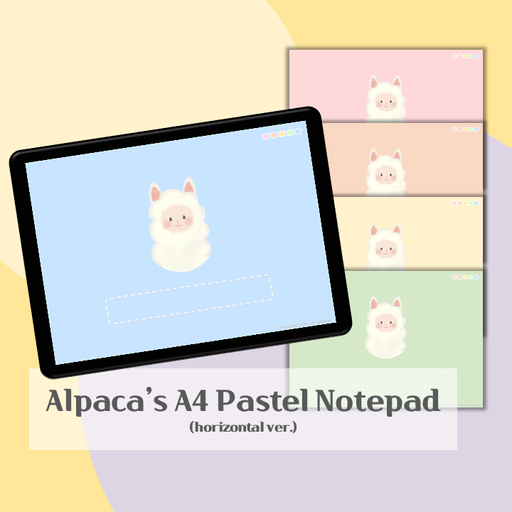 Alpaca’s Pastel Notepad (A4, horizontal) | Webudding