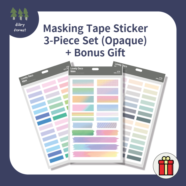 [Diary Forest] Masking Tape Sticker 3-Piece Set (Opaque) + Bonus Gift | Webudding