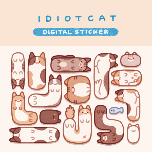 Cute Idiot Cat Sticker | Webudding