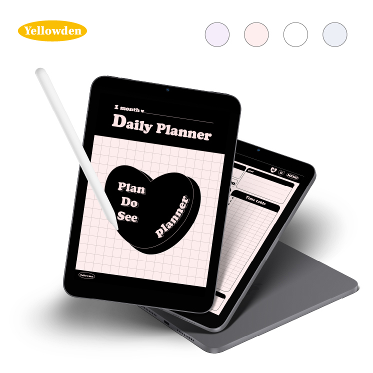 Yellowden heart planner Pink pdf hyperlink | Webudding