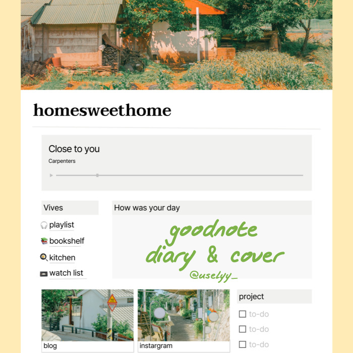 Goodnote cover & diary: homesweethome! | Webudding