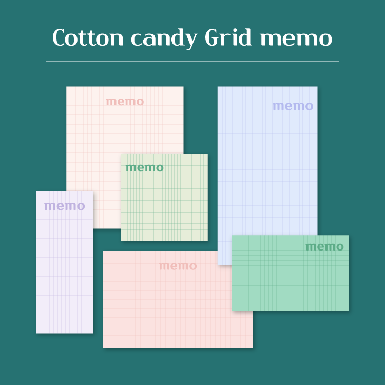 Cotton candy Grid memo Sticker (6types) | Webudding