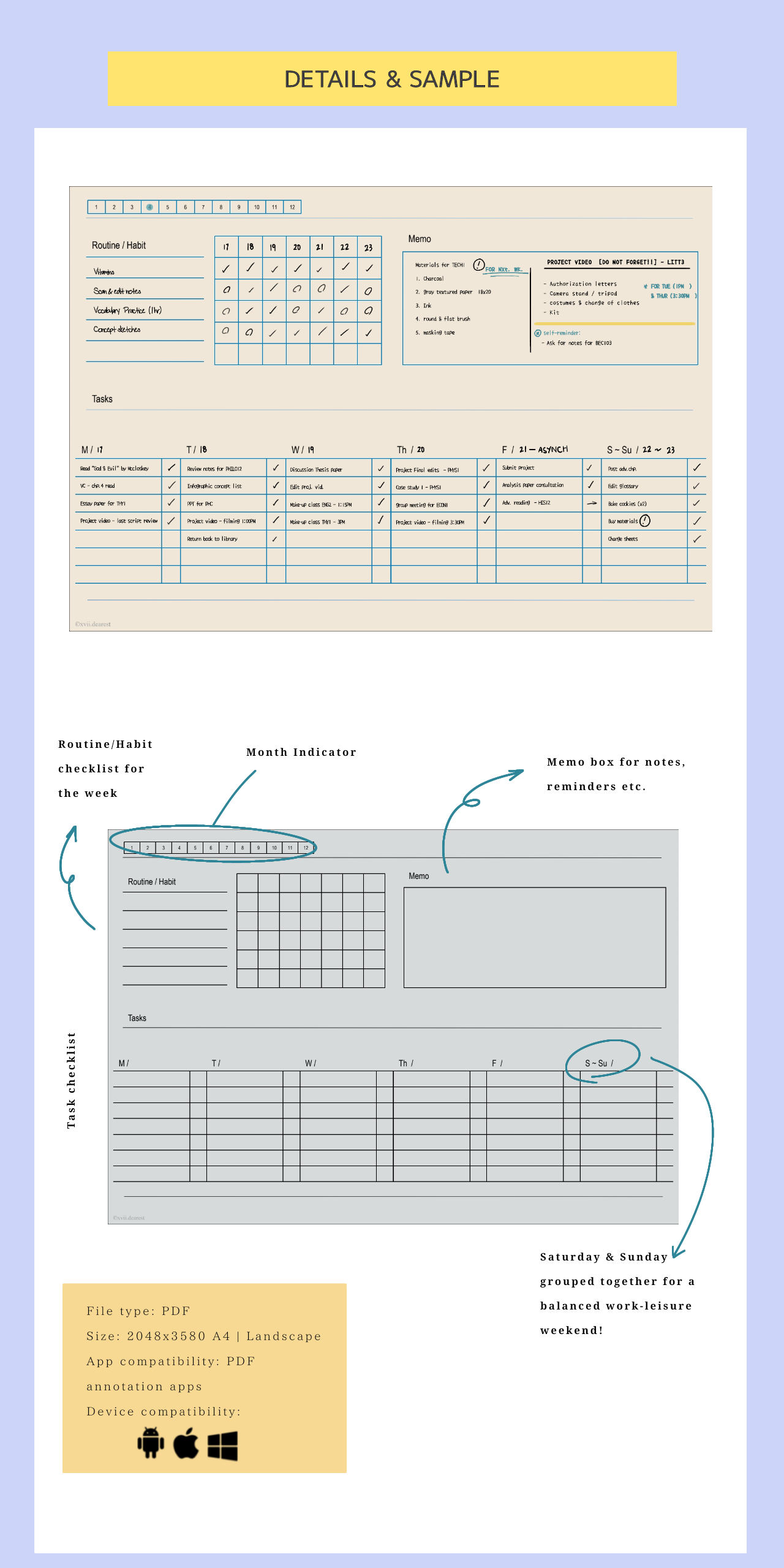 Simple Weekly Habit & Task Planner | Webudding