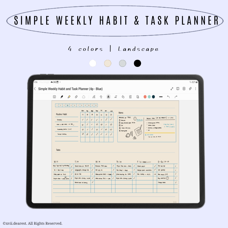 Simple Weekly Habit & Task Planner | Webudding