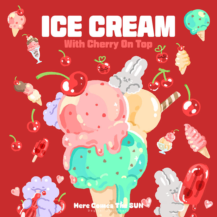 [HereComesTheSun] Icecream Cherry On Top Sticker (For Goodnote) | Webudding