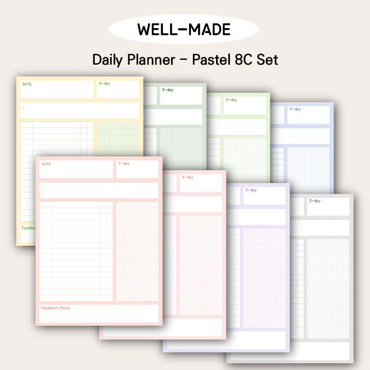 Daily Planner - Pastel 8C Set | Webudding