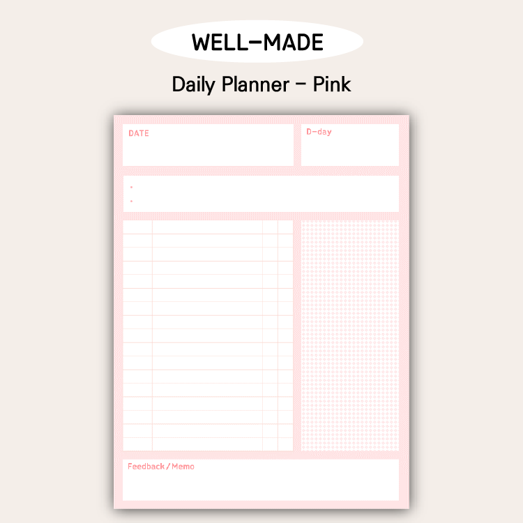 Daily Planner - Pastel Pink | Webudding