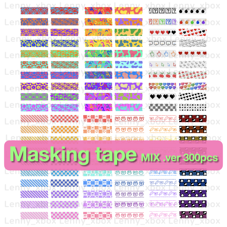 Pattern Masking Tape Mix Color 300pcs | Webudding
