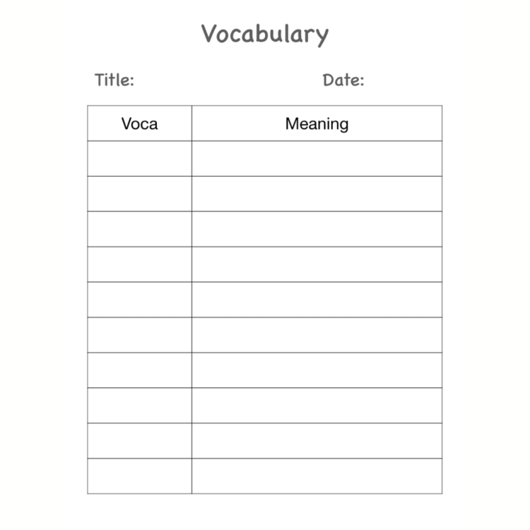 Basic vocabulary note paper_white | Webudding