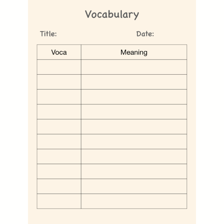 Basic vocabulary note paper_pink | Webudding