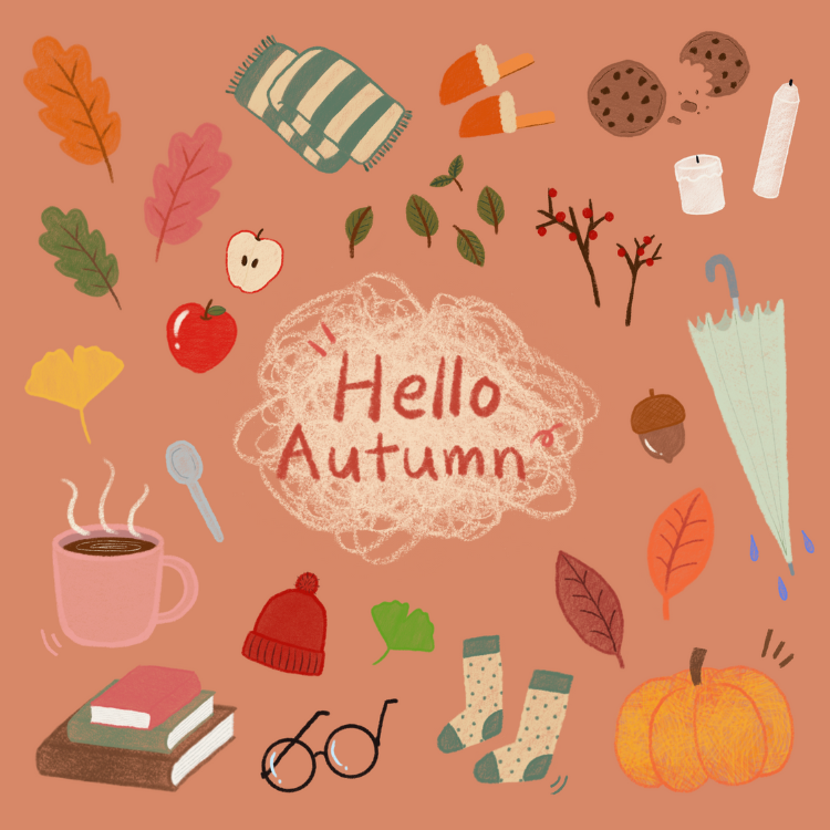 Hand-drawn cute autumn vibe digital sticker | Webudding