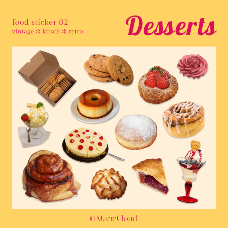 Vintage Desserts Object Stickers | Webudding