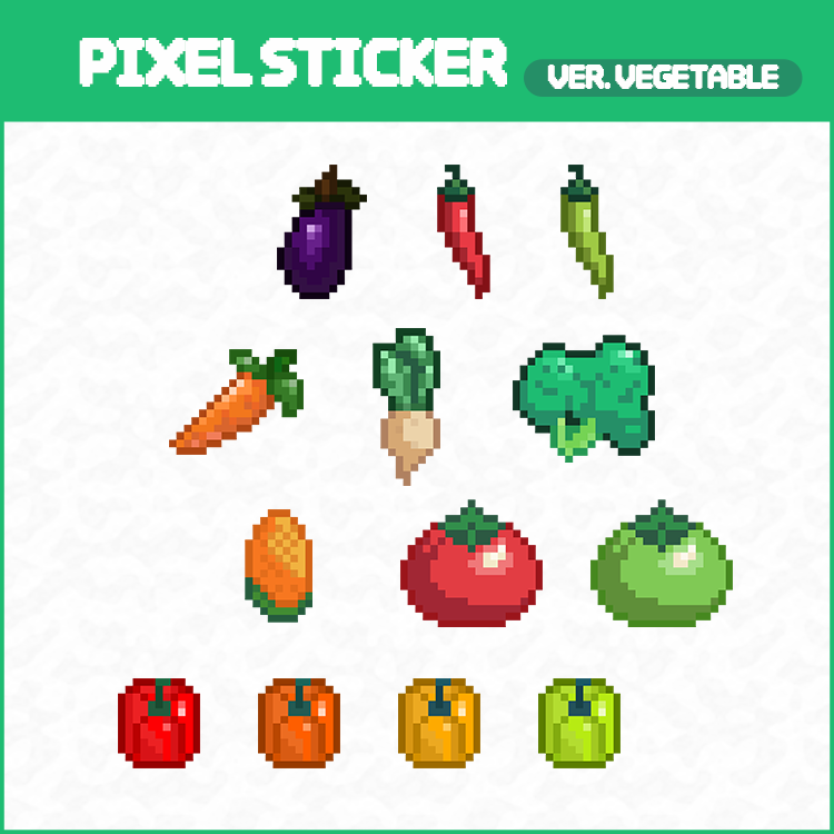 Pixel Vegetable Sticker_ver.1 | Webudding