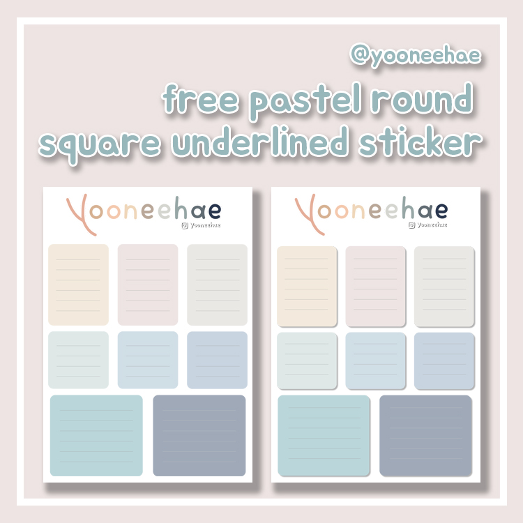 Free Basic Pastel Round Square Underline Sticker | Webudding