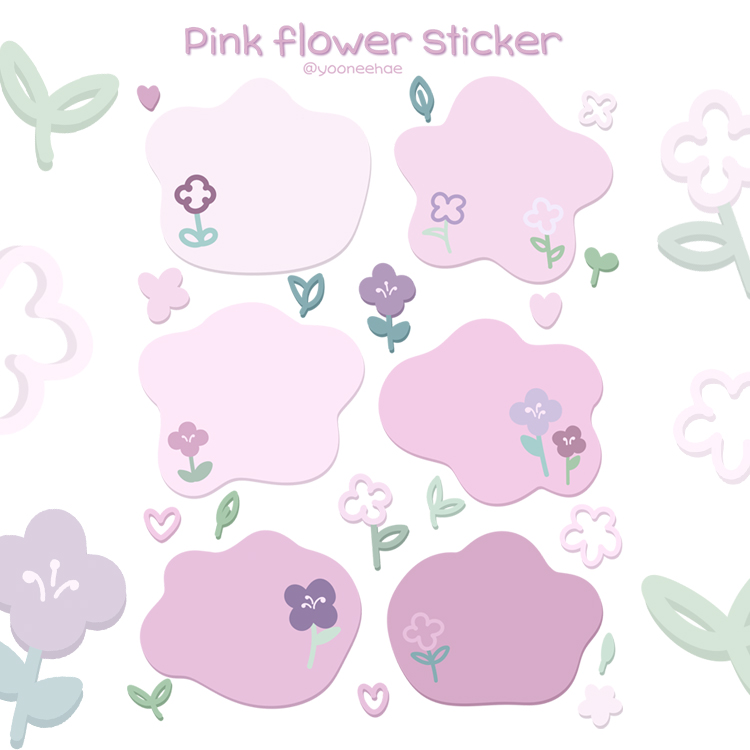 Pink flower memo sticker | Webudding