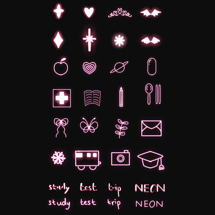 neon line sticker pack+photo frame | Webudding