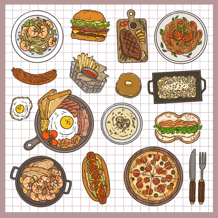 Food Series 03_ (Western food Sticker) | Webudding