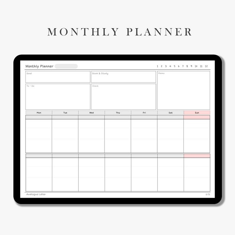 Simple Monthly planner 2page | Webudding