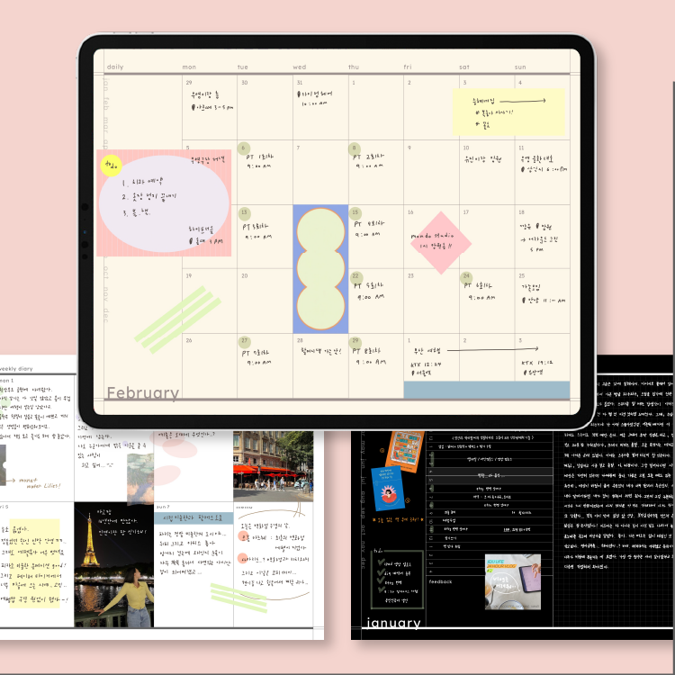 Undated Simple Yearly Diary Basic 3 colors | Webudding