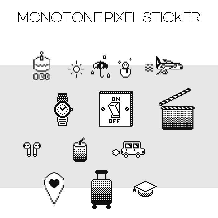 Monotone pixel sticker_part.3 | Webudding