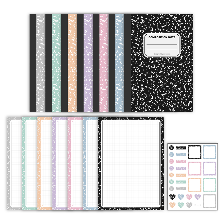 Composition memo pad 7 types (7color set) | Webudding