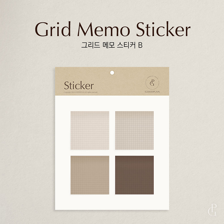 Grid B brown / Good Note Pink Memo Sticker Post-it 4ea | Webudding