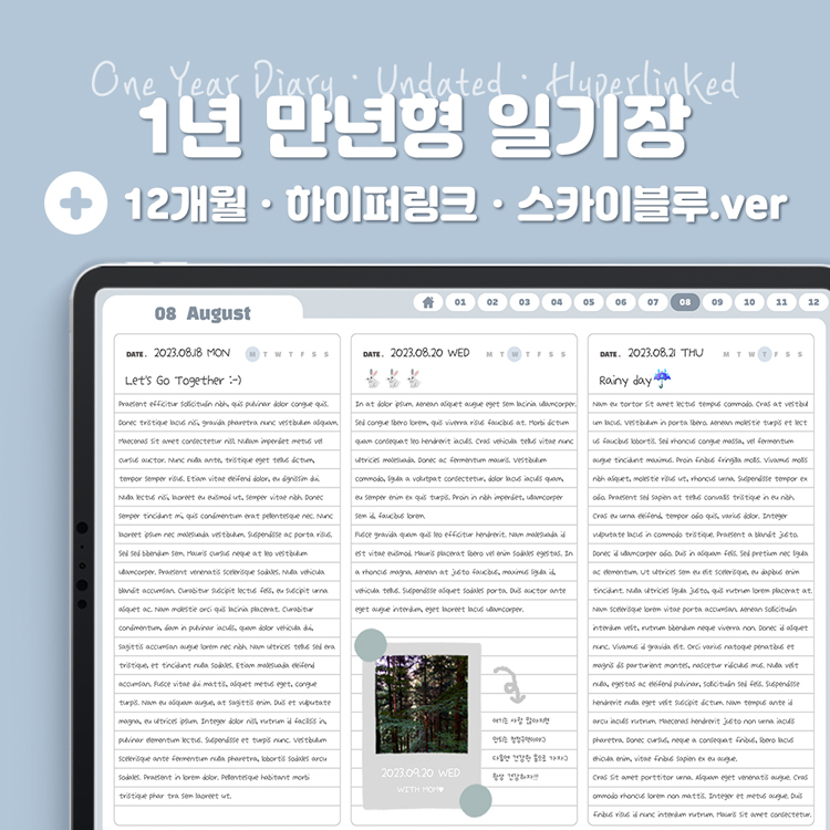 1년 만년형 일기장 + 하이퍼링크 (스카이블루.ver) | 위버딩