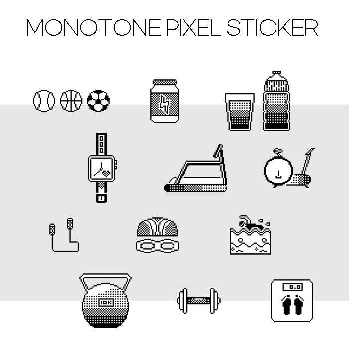 Monotone pixel sticker_part.6 (Exercise) | Webudding