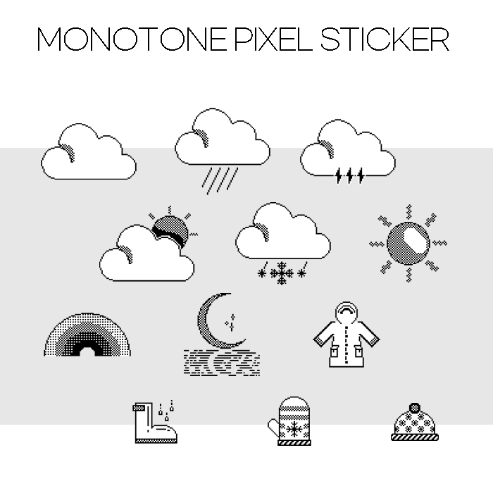 Monotone pixel sticker_part.8 (weather) | Webudding