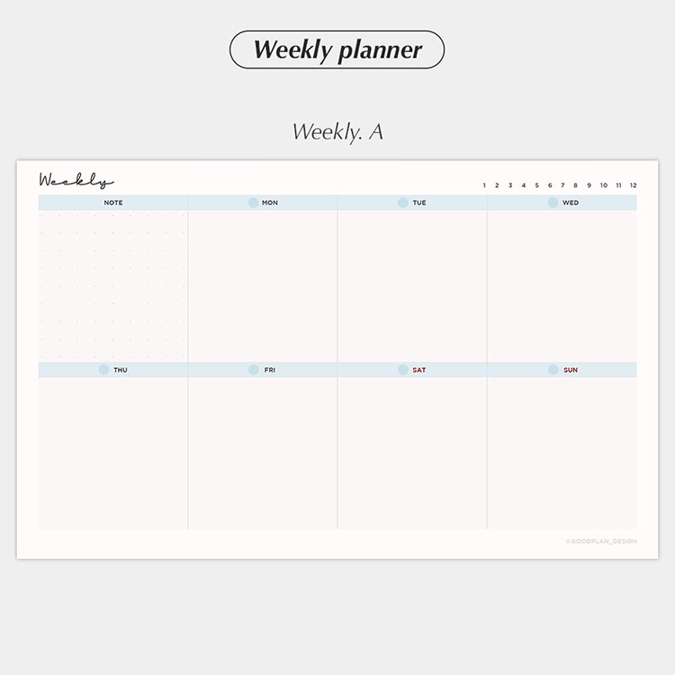 weekly / yearly planner skyblue A | Webudding
